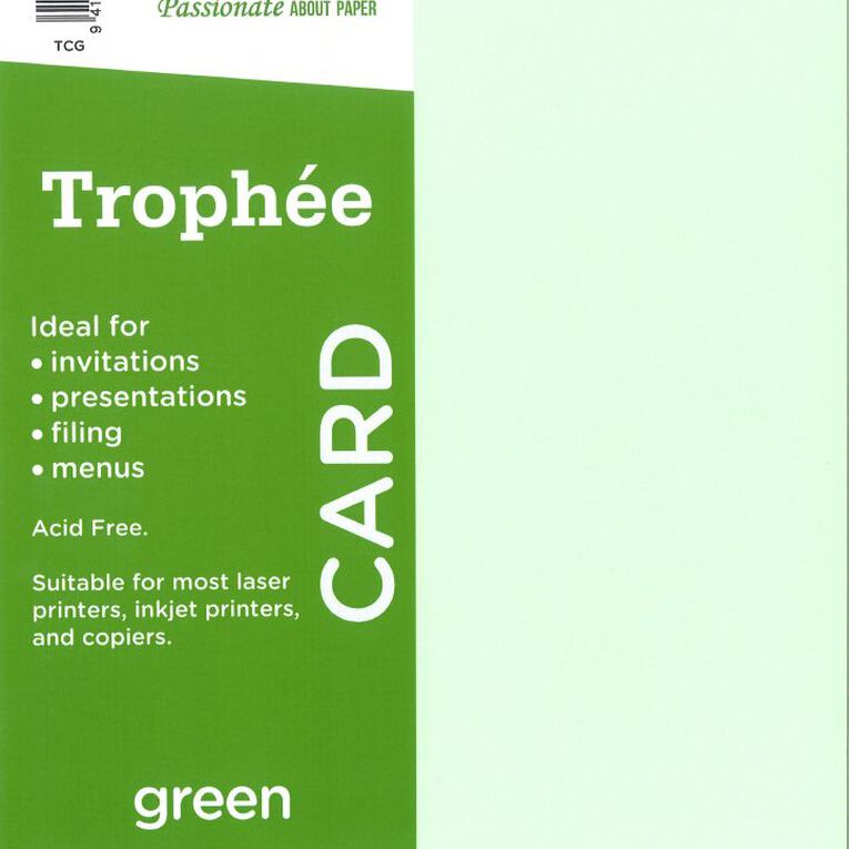 Trophee Card 160gsm 15 Pack Green Mid | The Warehouse