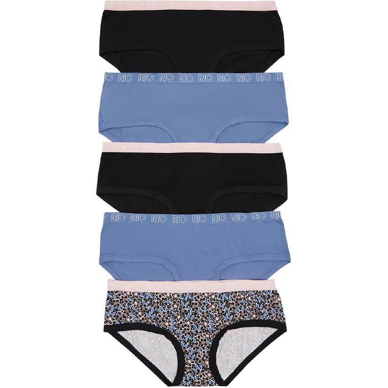Rio Women's Boyleg Briefs 5 Pack Black/Blue W24 85L | The Warehouse