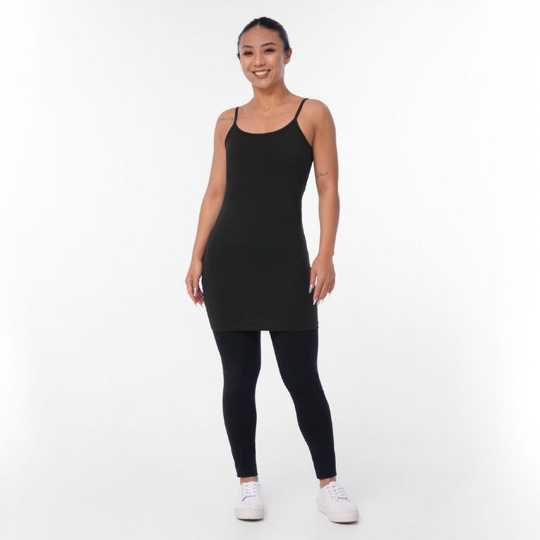 H&H Women's Essential Stretch Longline Cami Black | The Warehouse