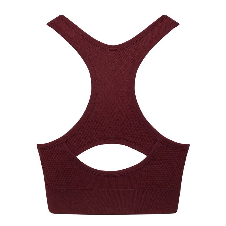 Active Intent Women's Zip Front Wirefree Sports Bra Maroon | The Warehouse