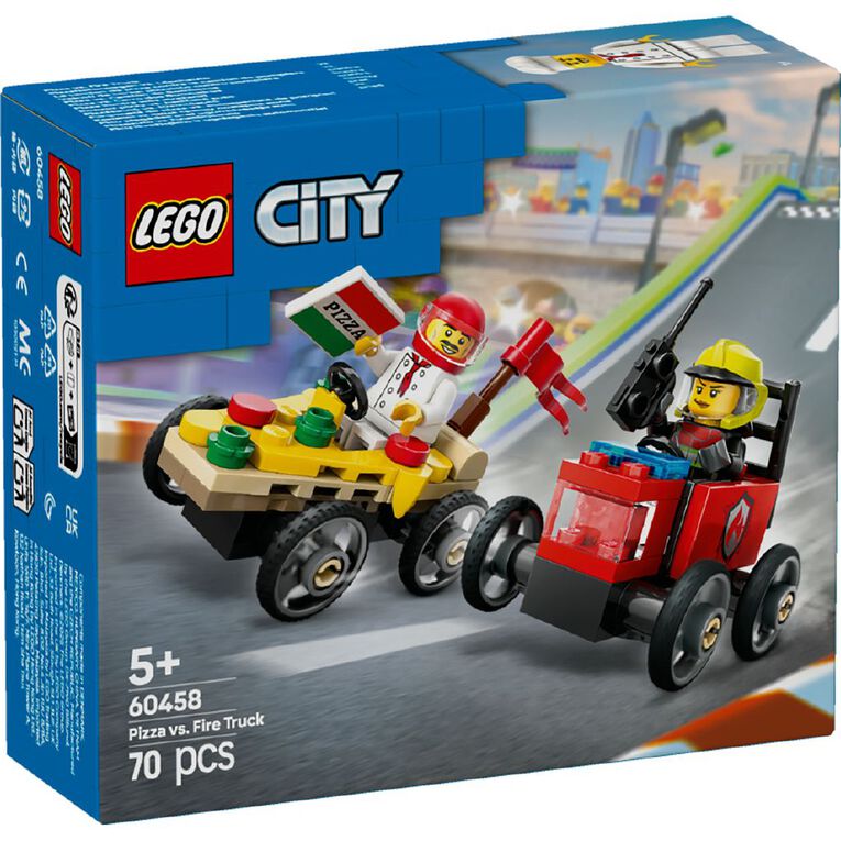 LEGO CITY Pizza vs Fire Truck Race Car Pack 60458 | The Warehouse