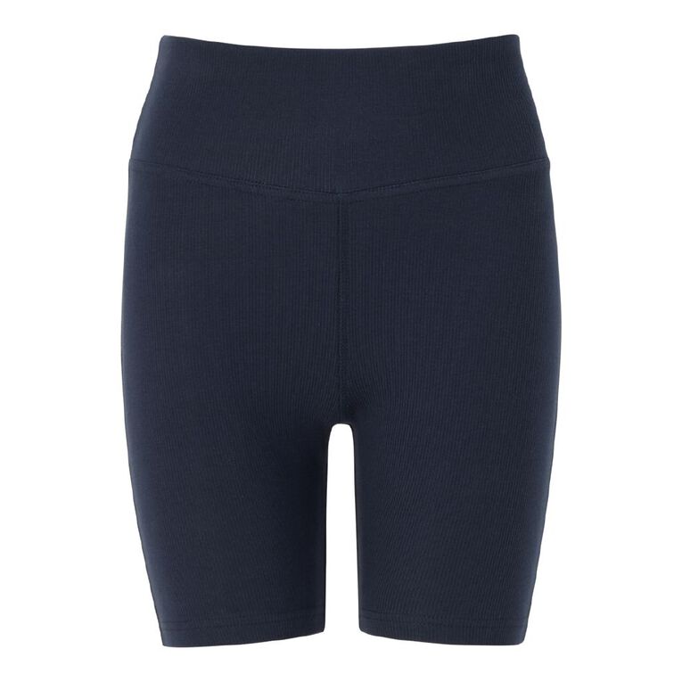 Active Intent Women's Rib Bike Shorts Blue Dark | The Warehouse