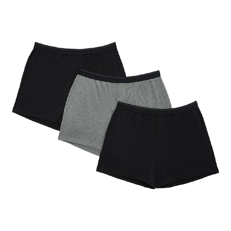 H&H Men's Loose Knit Boxers 3 Pack Black | The Warehouse