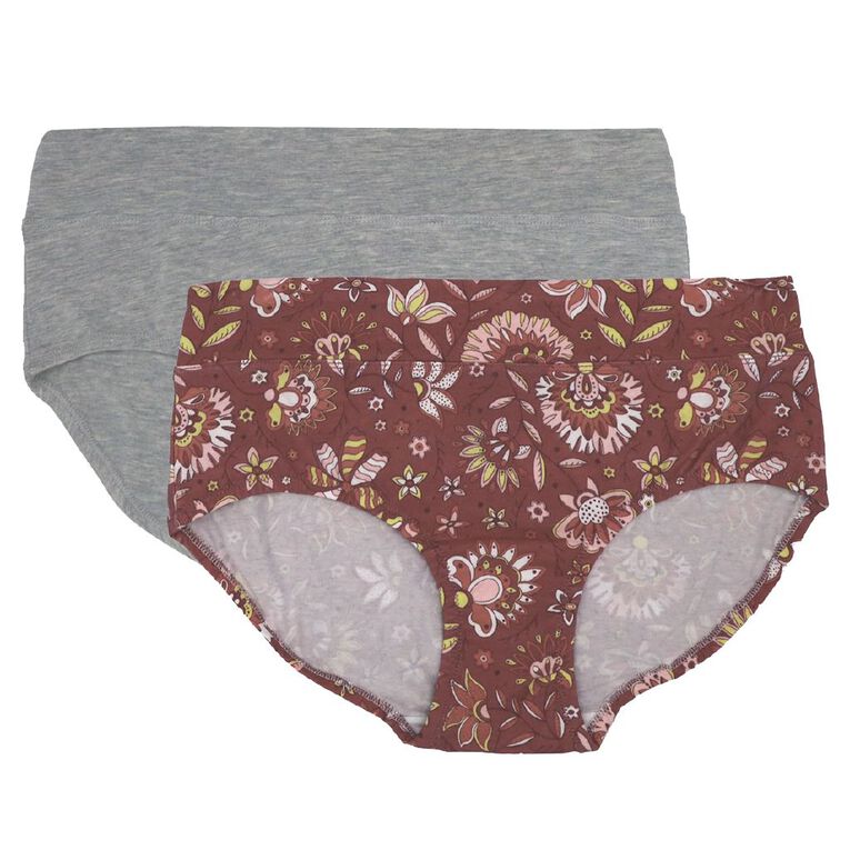 Underworks Women's Midi Briefs - 2 Pack Pink/Grey | The Warehouse