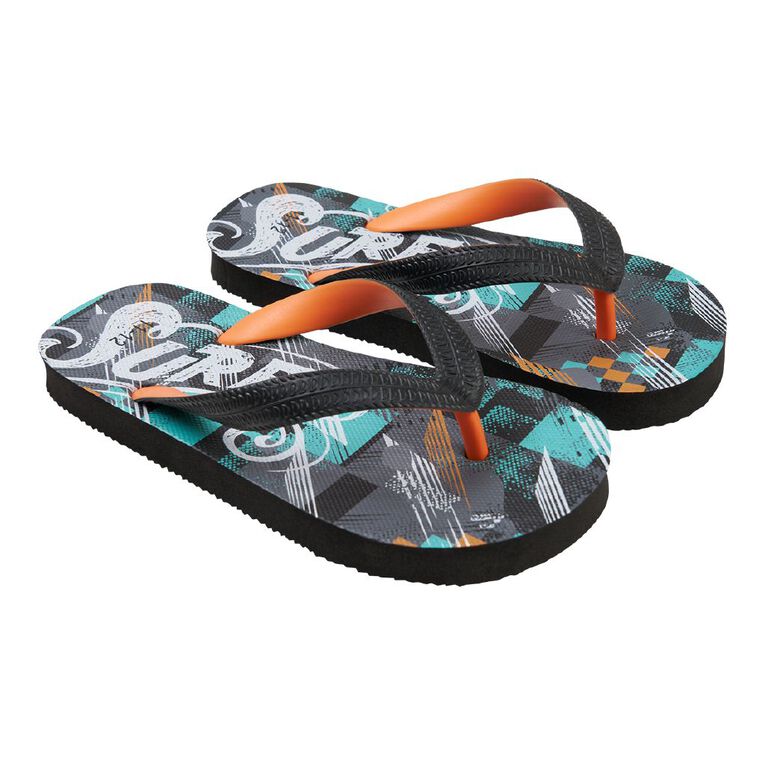 Young Original Senior Kids' Recycled Printed Jandals Black SURF | The ...