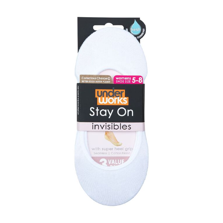Underworks Women's Invisible Footlets 3 Pack White | The Warehouse
