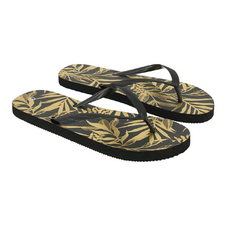 H&H Women's Recycled Printed Jandals Yellow Mid | The Warehouse