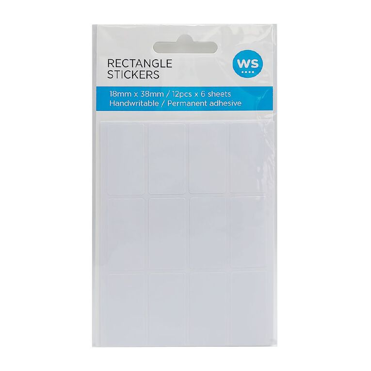 WS Rectangle Handwritable Stickers 72 Labels 18mm X 38mm White | The ...