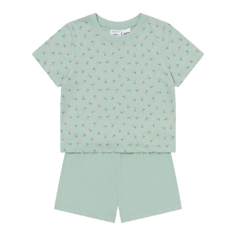 H&H Kids' Print Shorty Pyjama Gift Set Green Light | The Warehouse