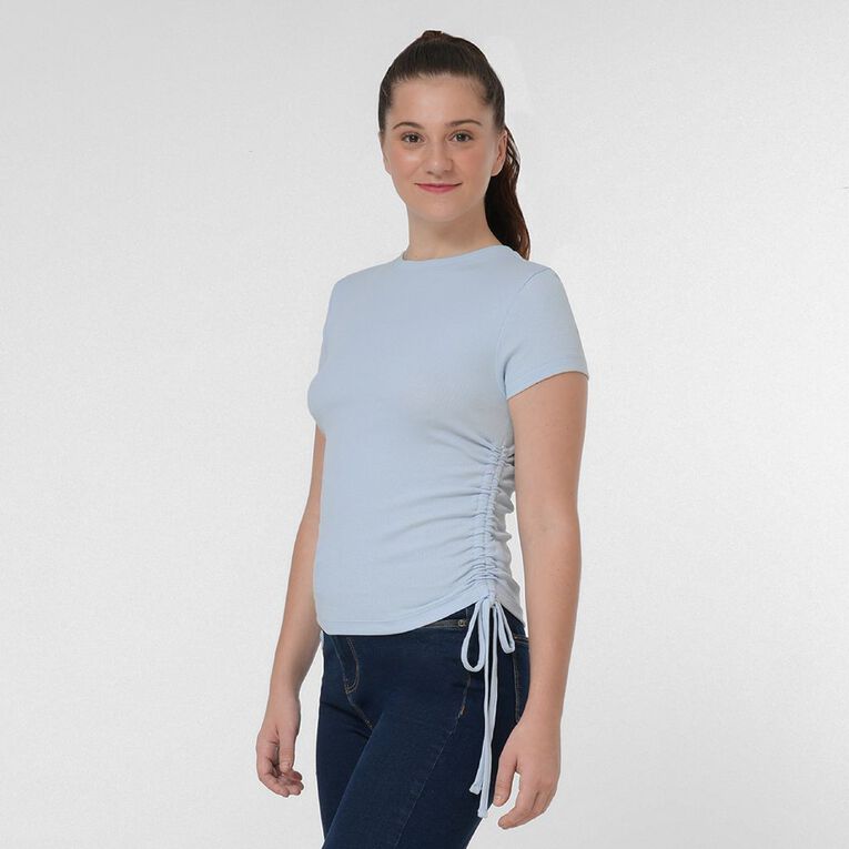 H&H Women's Ruched Side Tee Blue Light | The Warehouse