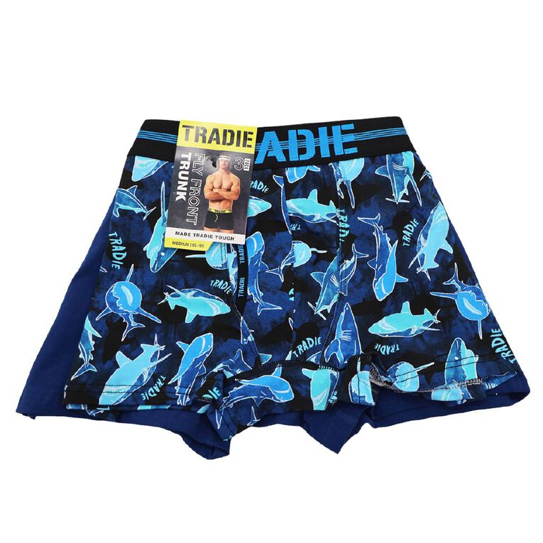 Tradie Men's Fly Front Trunks 3 Pack Blue | The Warehouse