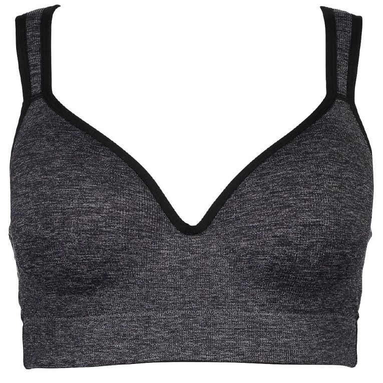 Active Intent Cross Back Sports Bra Grey Dark | The Warehouse