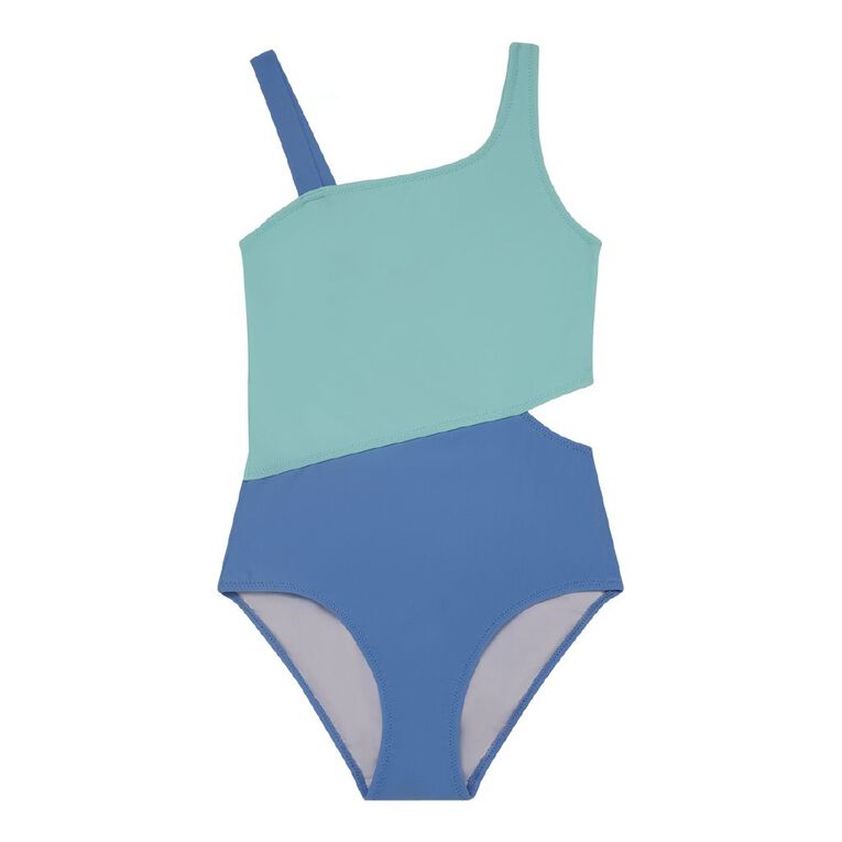 Young Original One Piece Colour Block Swimsuit Blue Mid | The Warehouse