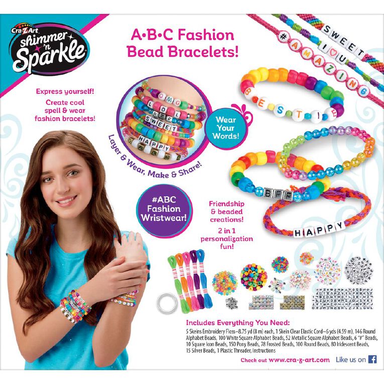 Shimmer n Sparkle ABC Fashion Bead Bracelets | The Warehouse