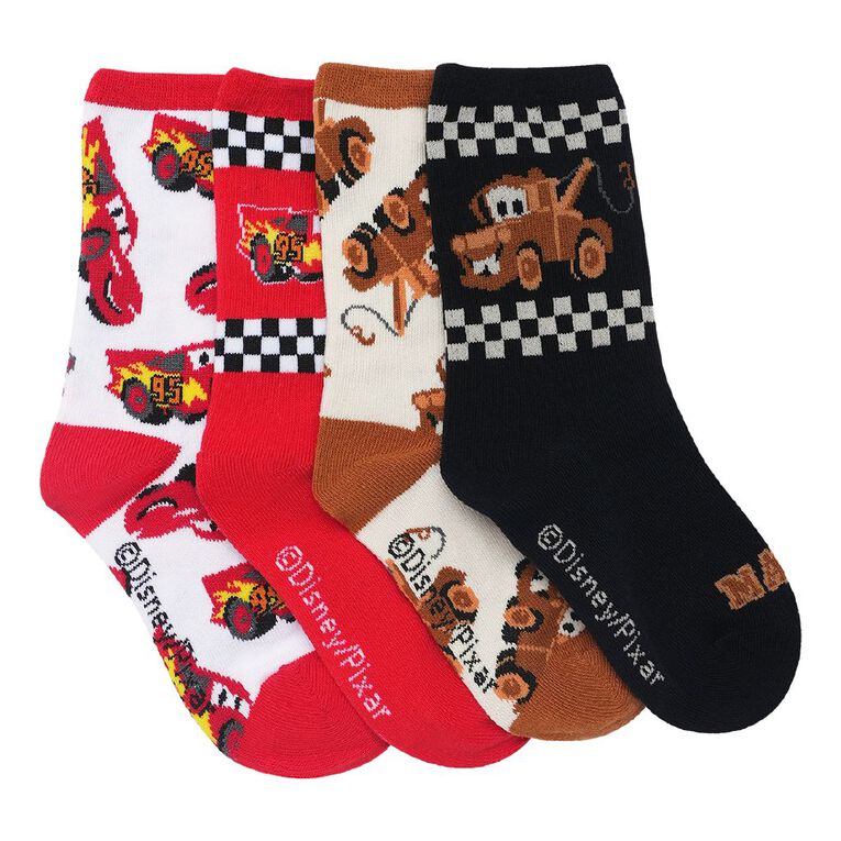 Cars Crew Socks 4 Pack Red Mid | The Warehouse
