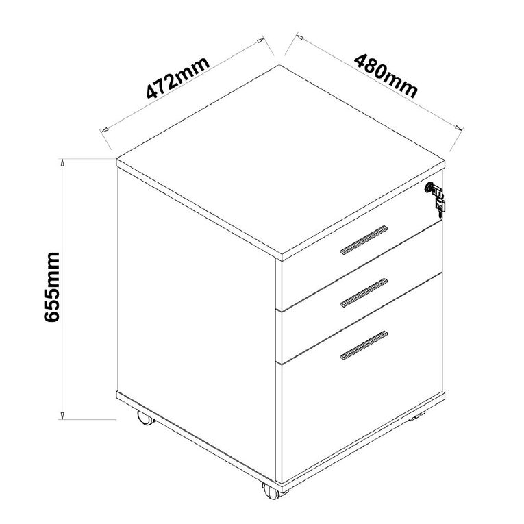 Workspace 925 Mobile 3 Drawer White | The Warehouse