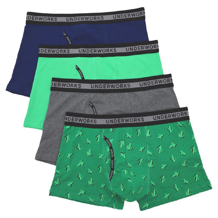 Underworks Men's Fly Front Trunks 4 Pack Green | The Warehouse