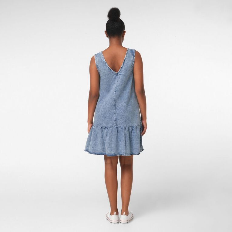 H&H Women's Denim Drop Hem Mini Denim Light | The Warehouse