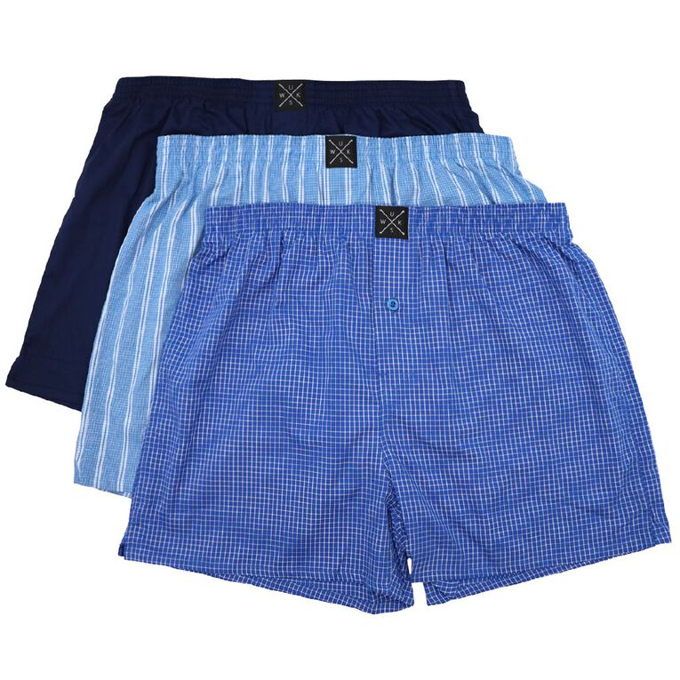Underworks Men's Woven Boxers 3 Pack Blue | The Warehouse
