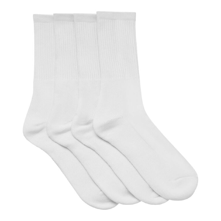 Active Intent Men's Sport Crew Socks 4 Pack White | The Warehouse
