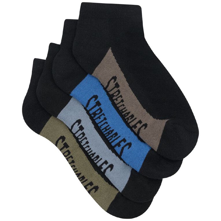 Rio Men's Low Crew Stretchable Socks 4 Pack Black 68K | The Warehouse