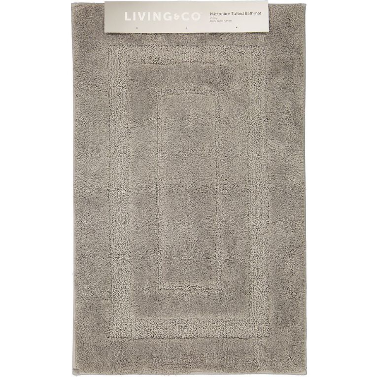 Living & Co Bath Mat Vienna Tufted Microfibre 50cm x 80cm Grey | The ...