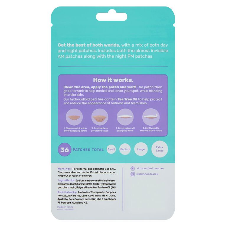 Skin Control Pimple Patch AM And PM Mixed 36 Pack | The Warehouse