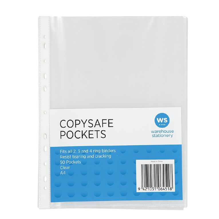 WS A4 Copysafe Pocket Clear 50 Pack Clear A4 Clear | The Warehouse