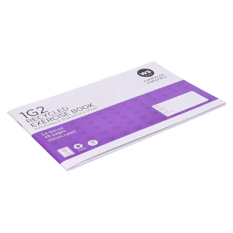 WS Exercise Book 1G2 25mm Ruled 24 Leaf Purple Mid Purple Mid | The ...