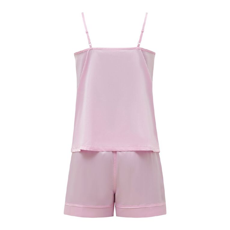 H&H Women's Satin Shorty Pyjamas Set Pink Light | The Warehouse