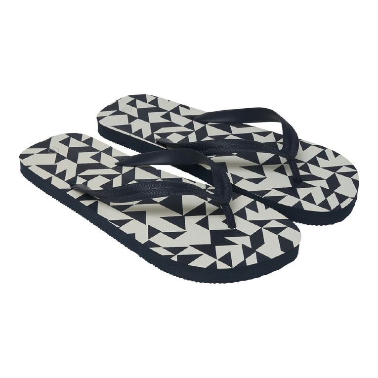 H&H Men's Recycled Printed Jandals Blue/White | The Warehouse