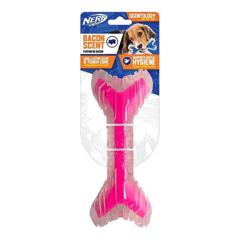 NERF Dog Bacon Scented TPR Bone Clear Pink Pink Pink | The Warehouse