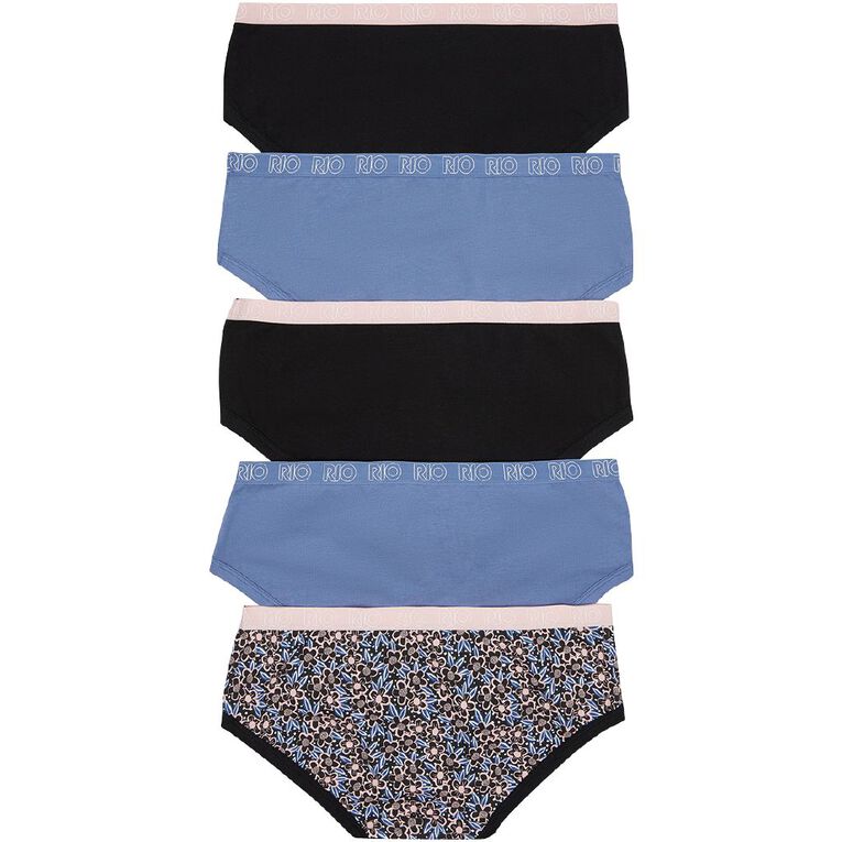 Rio Women's Boyleg Briefs 5 Pack Black/Blue W24 85L | The Warehouse