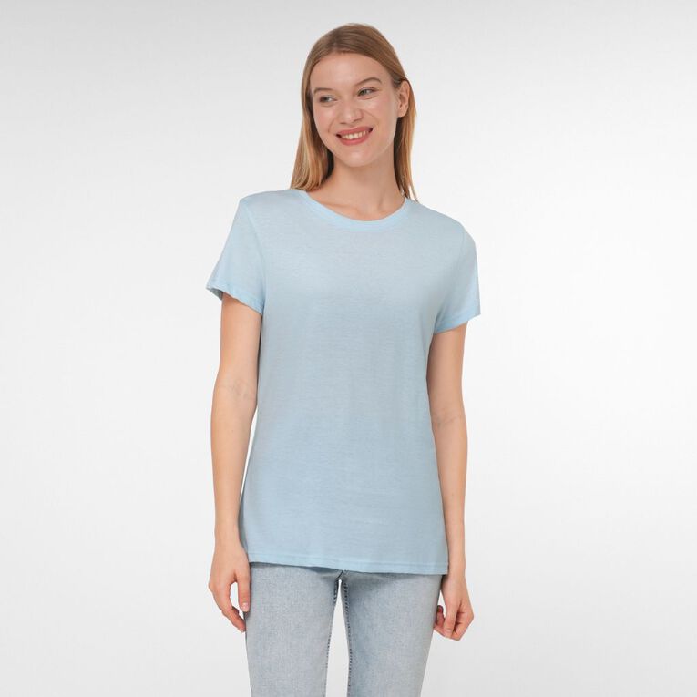 H&H Women's Short Sleeve Crew Neck Cotton Tee Blue Light SKY | The ...