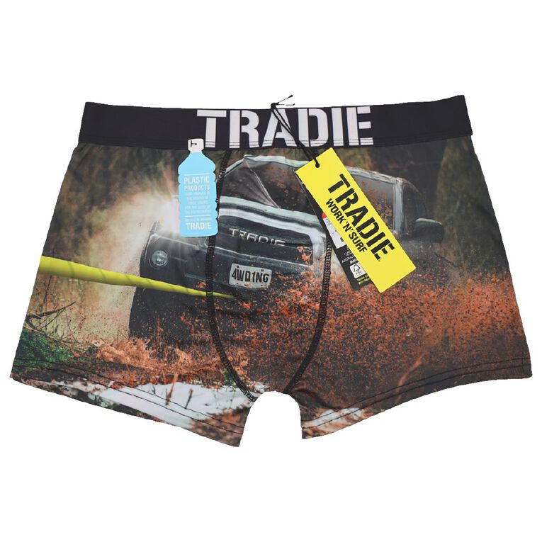Tradie Men's Work N Surf Photo Trunks Black | The Warehouse