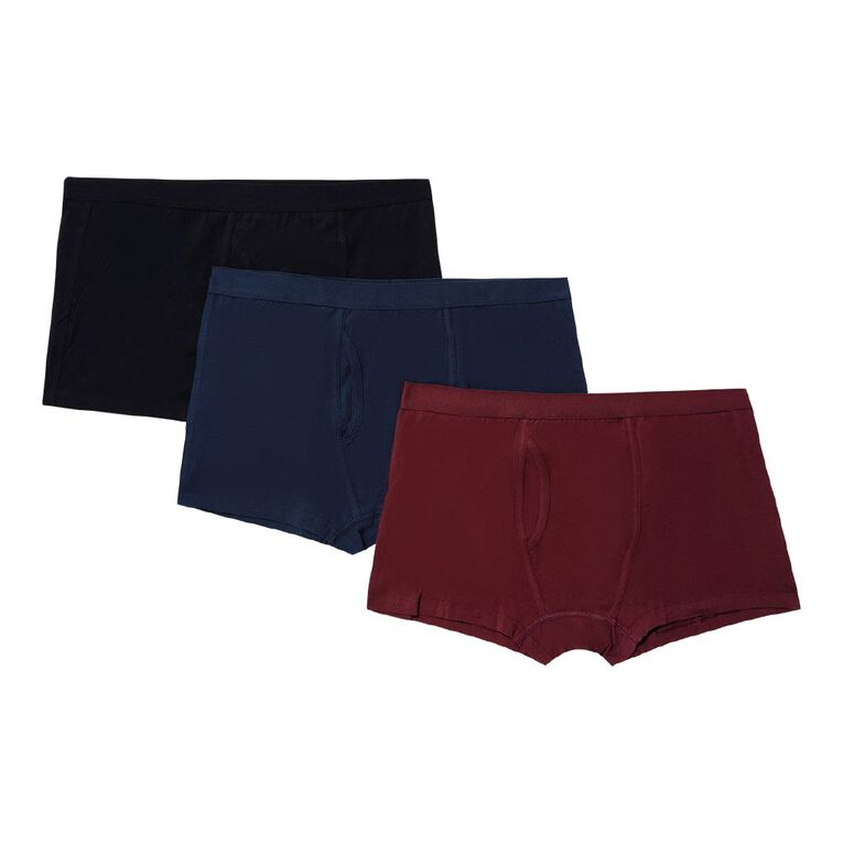 H&H Men's Fly Front Trunks 3 Pack Black | The Warehouse
