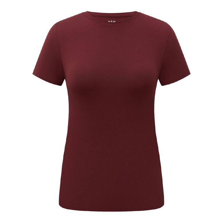 H&H Women's Contour Stretch Longline Crew Red Dark | The Warehouse