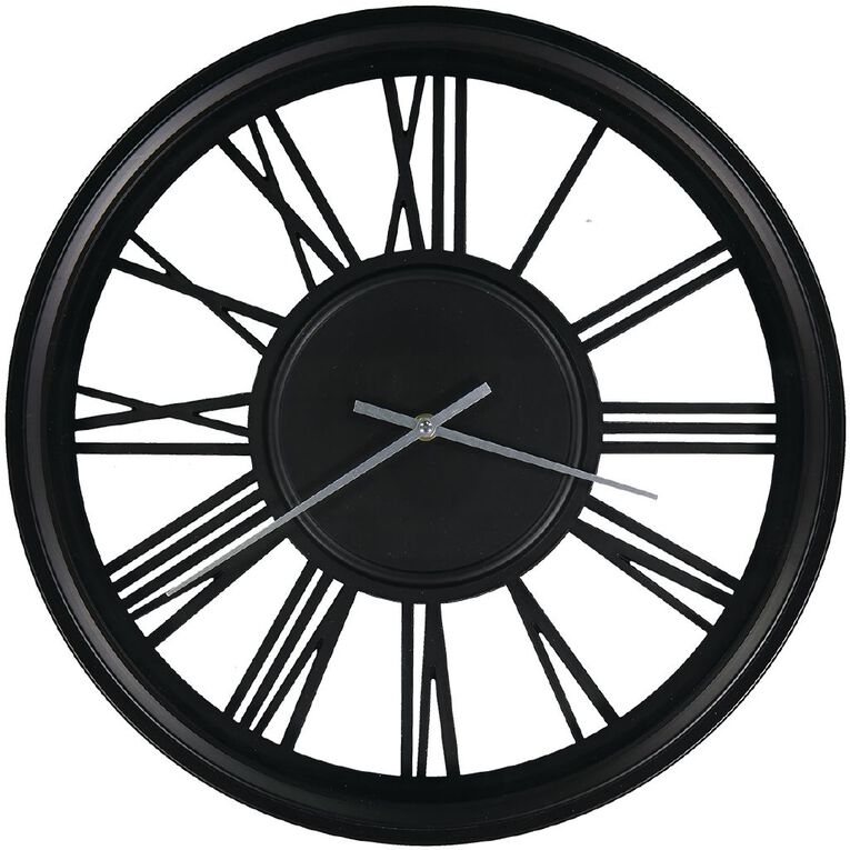 black station clock