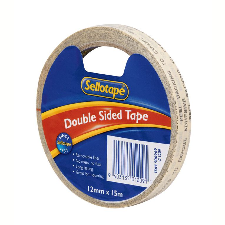 Sellotape Double Sided Tape 12mm x 15m Single Clear Clear | The Warehouse