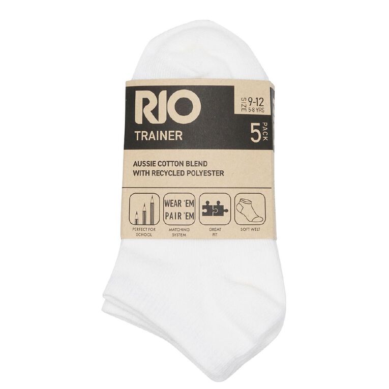 Rio Kids' Liner School Socks 5 Pack White | The Warehouse