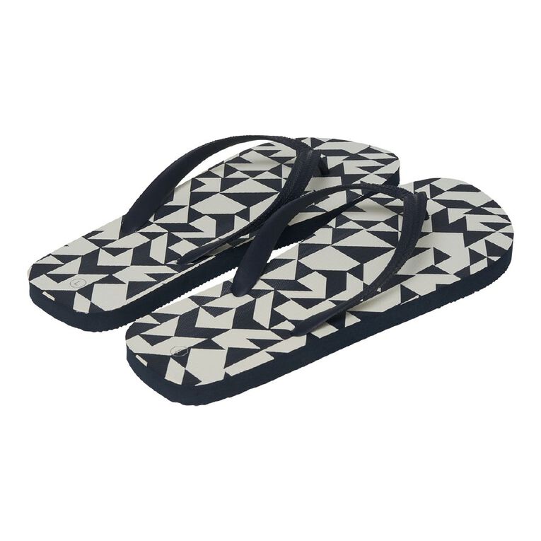 H&H Men's Recycled Printed Jandals Blue/White | The Warehouse