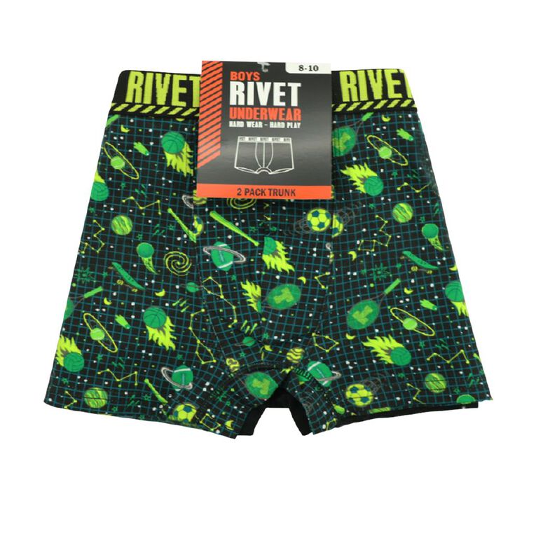 Rivet Boys' Trunks 2 Pack Green/Black | The Warehouse
