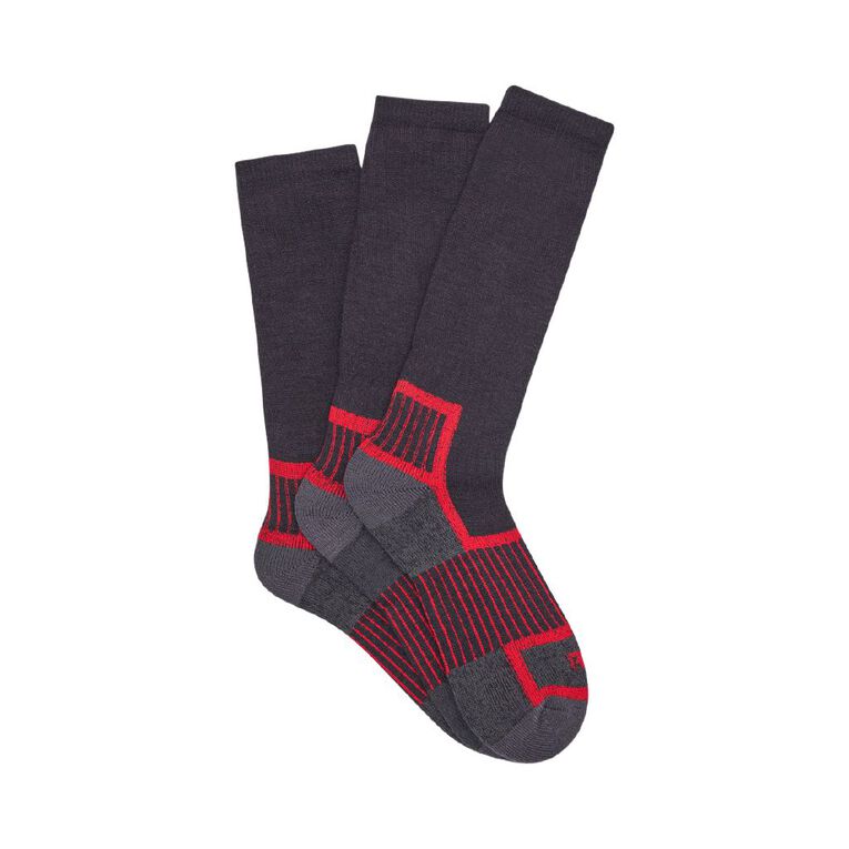 Rio Men's Work Socks 3 Pack Black/Red | The Warehouse