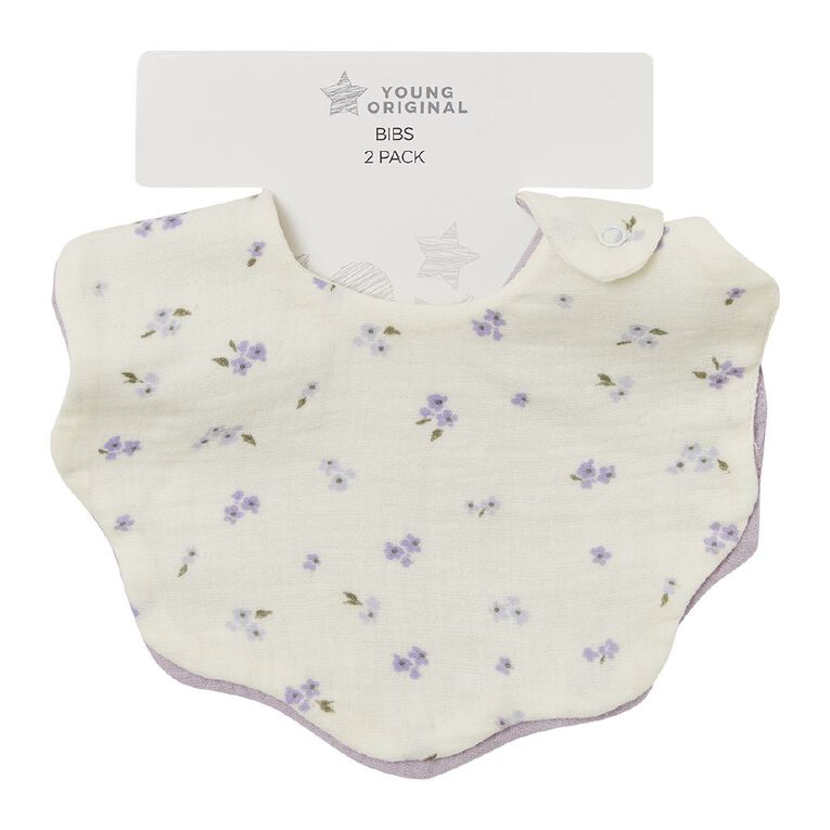 Young Original Babys' Dribble Bibs 2 Pack Purple Light | The Warehouse