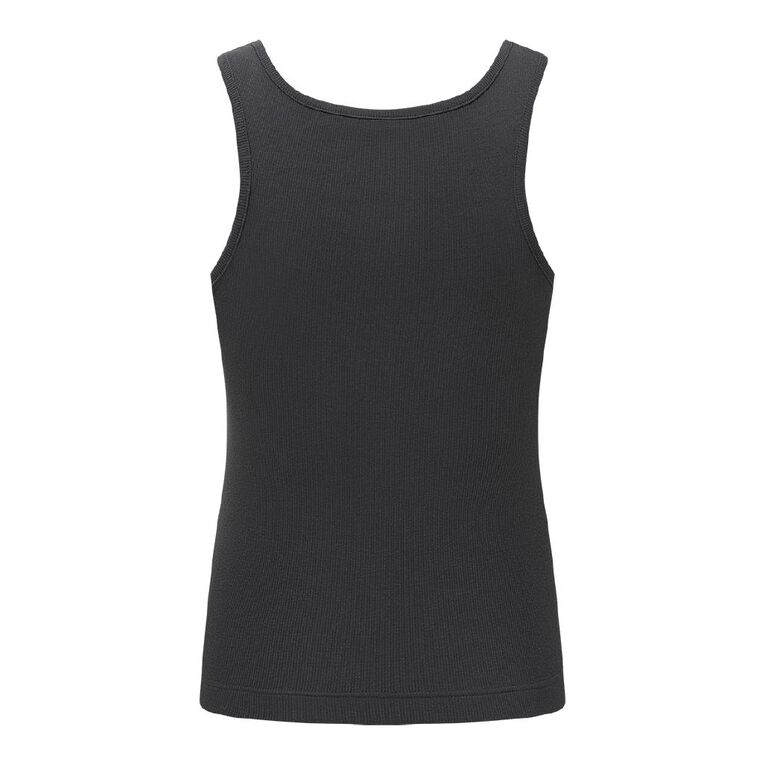 H&H Women's Square Neck Ribbed Tank Grey Dark | The Warehouse