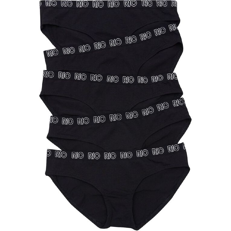 Rio Women's Bikini Briefs 5 Pack Black | The Warehouse