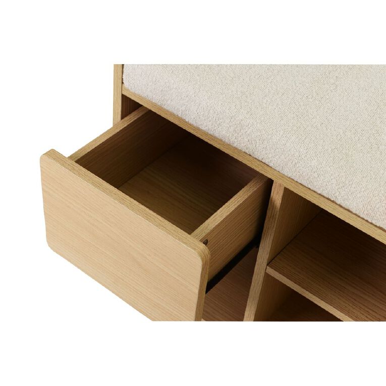 Living & Co Boucle Bench Seat with Shoe Storage | The Warehouse