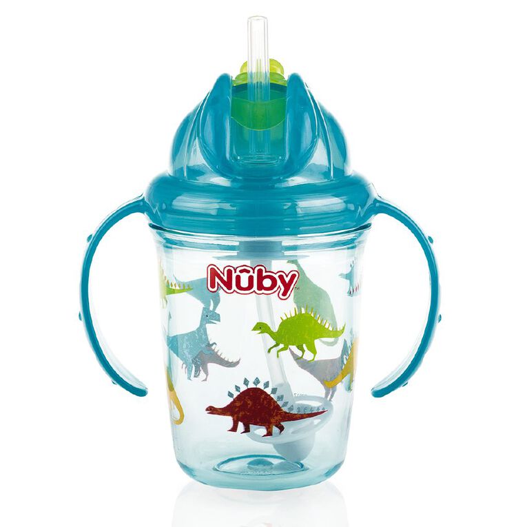 Nuby Tritan Flip it with Weighted Straw 240ml Assorted | The Warehouse
