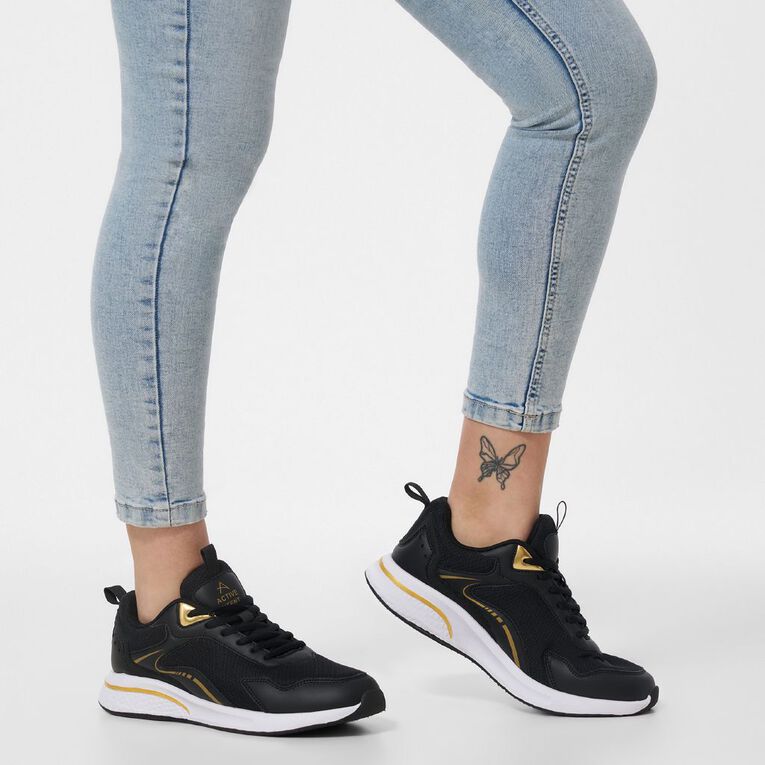 Active Intent Women's Metallic Trainers Black | The Warehouse