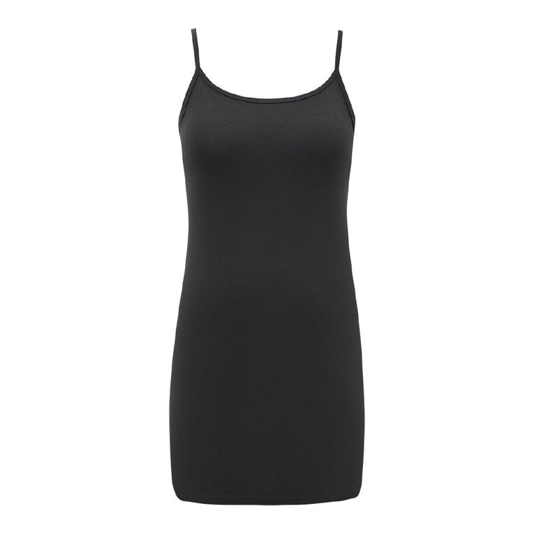 H&H Women's Essential Stretch Longline Cami Black | The Warehouse